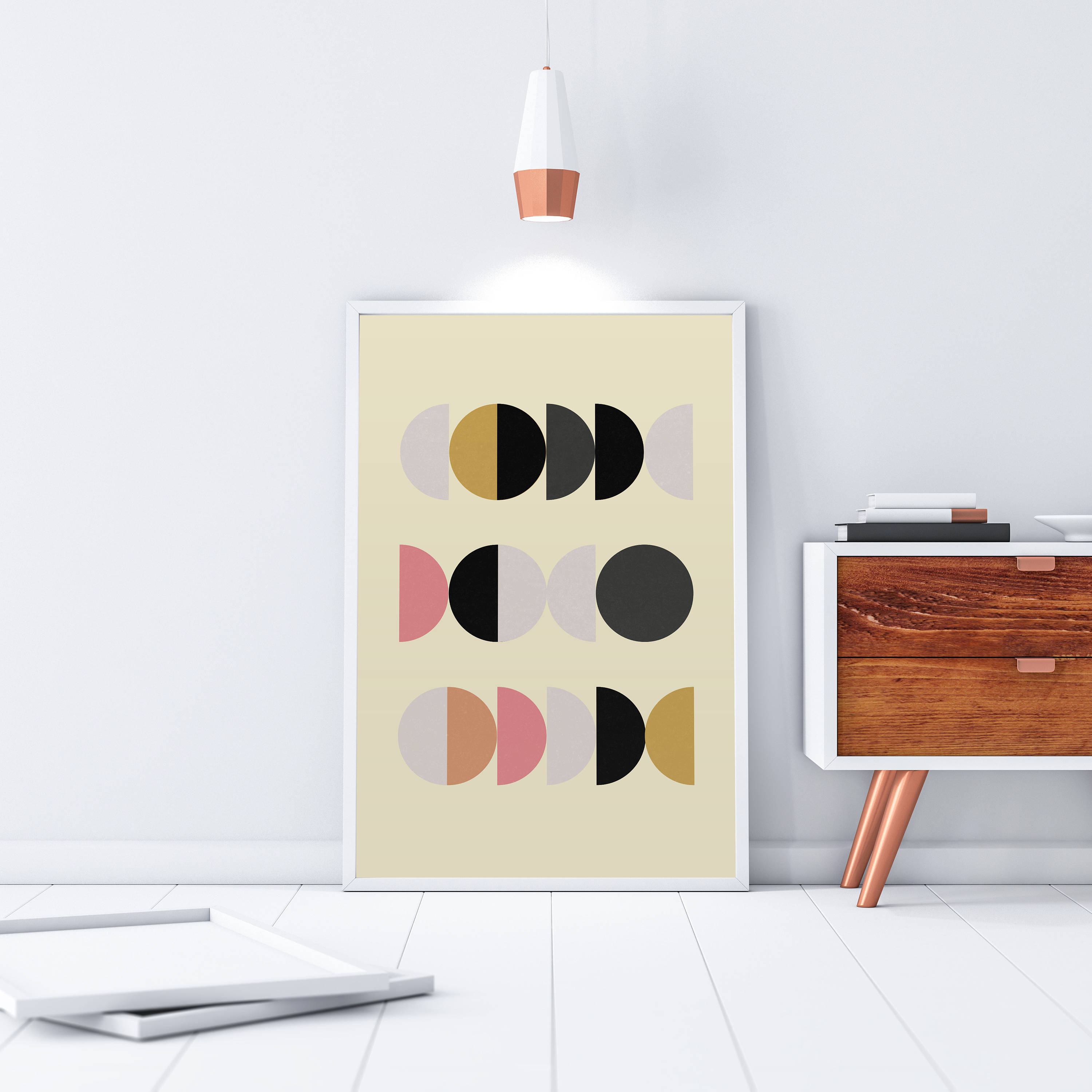 Retro Wall Art, Printable Mid Century Modern Poster, Semi Circle ...