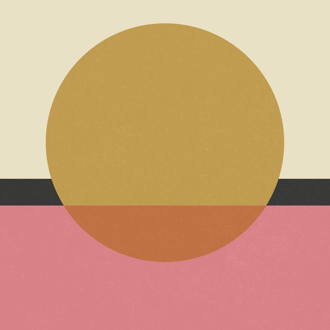 Sunrise Sunset Abstract Art, Minimal Circle Art Print, Retro Colors ...