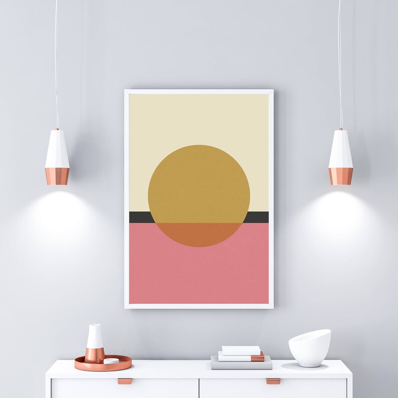 Sunrise Sunset Abstract Art Minimal Circle Art Print Retro - Etsy