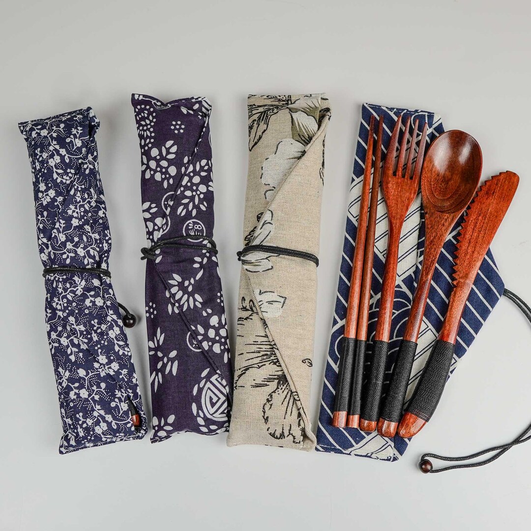 Wooden Utensil Travel Set: Reusable Eco-friendly Cutlery With Pouch - Etsy