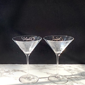 Calligraphy Engraved Martini Glass Personalized Housewarming - Etsy