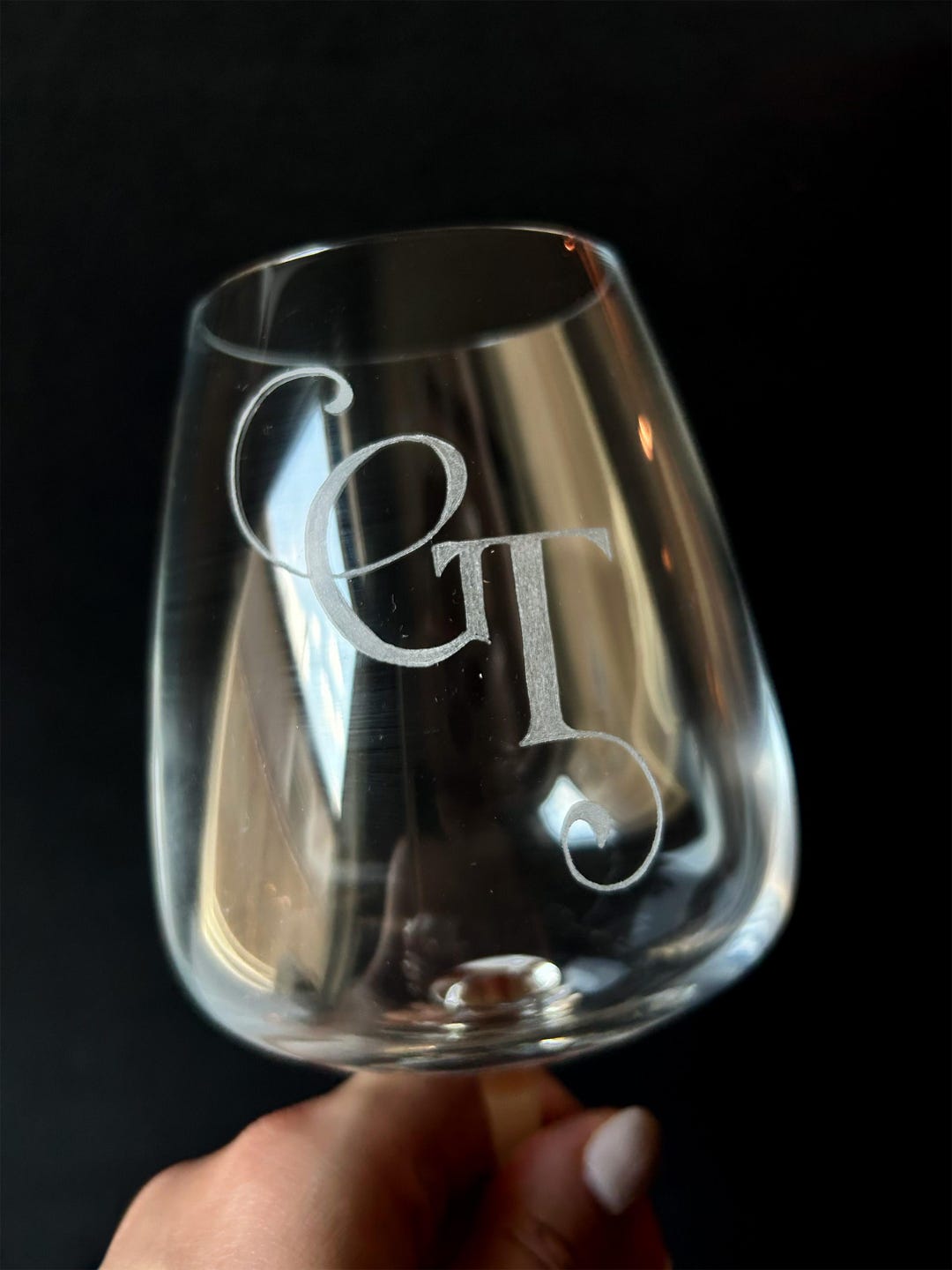 Double Initial Personalized Wine Glass Custom Glassware Housewarming ...