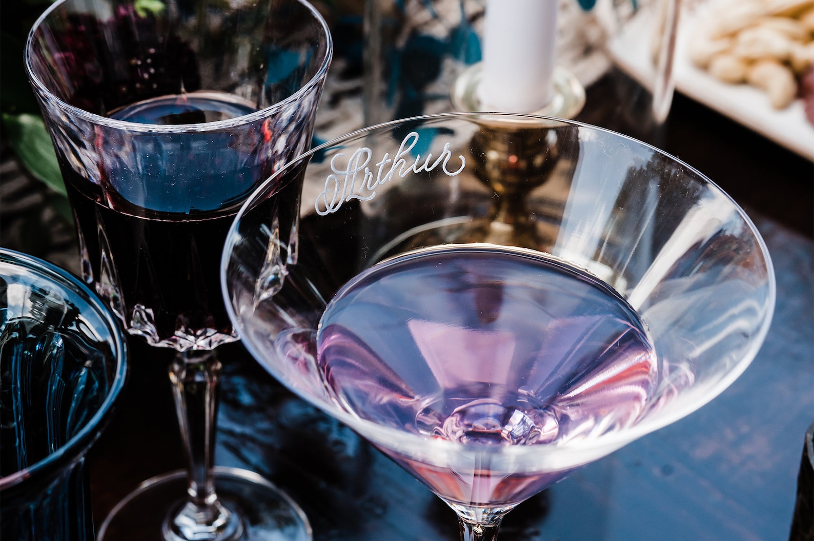Calligraphy Engraved Martini Glass Personalized Wedding | Etsy