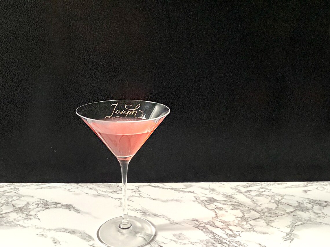 Calligraphy Engraved Martini Glass Personalized Housewarming - Etsy