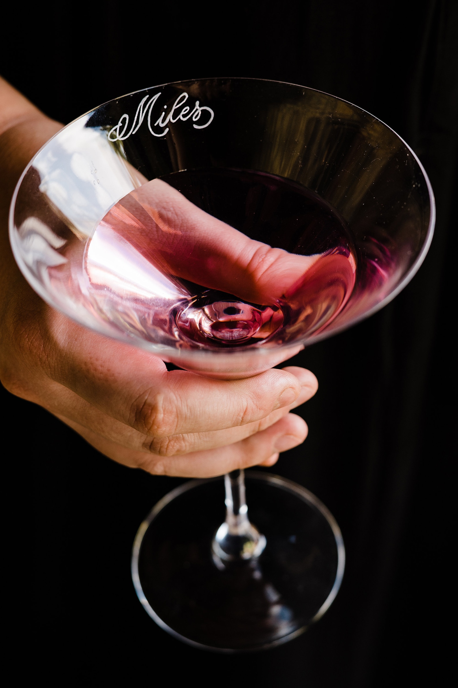 Calligraphy Engraved Martini Glass Personalized Wedding | Etsy