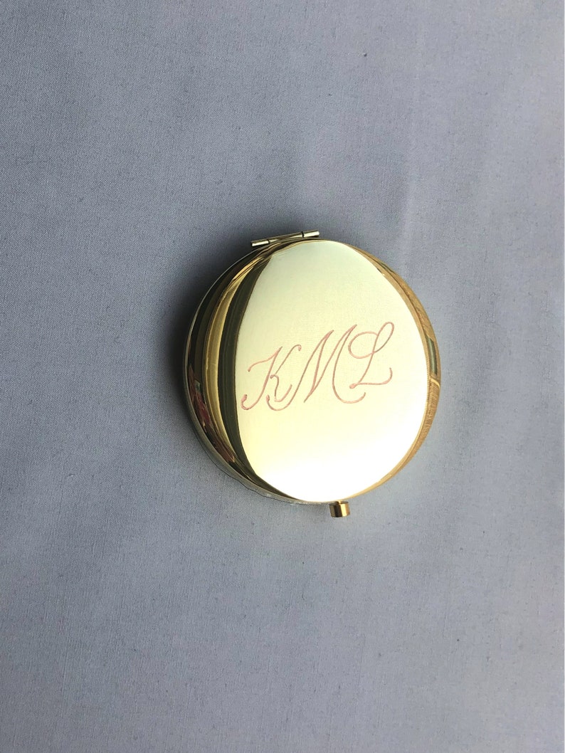 Calligraphy Monogram Engraved Compact Mirror Gold Rose Gold - Etsy