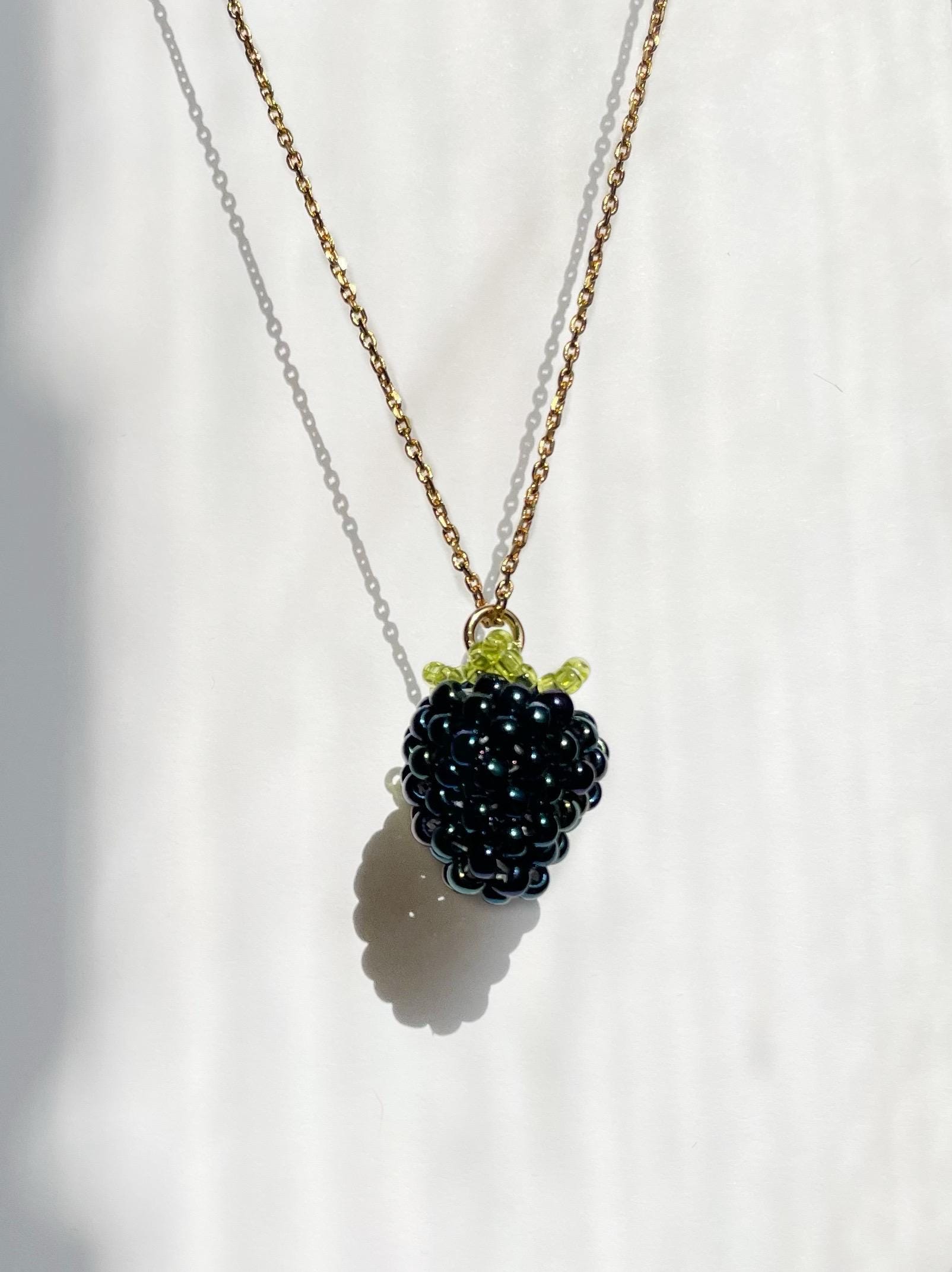 Beaded Berry Necklace | 3D Blackberry, Raspberry, Strawberry Handmade ...