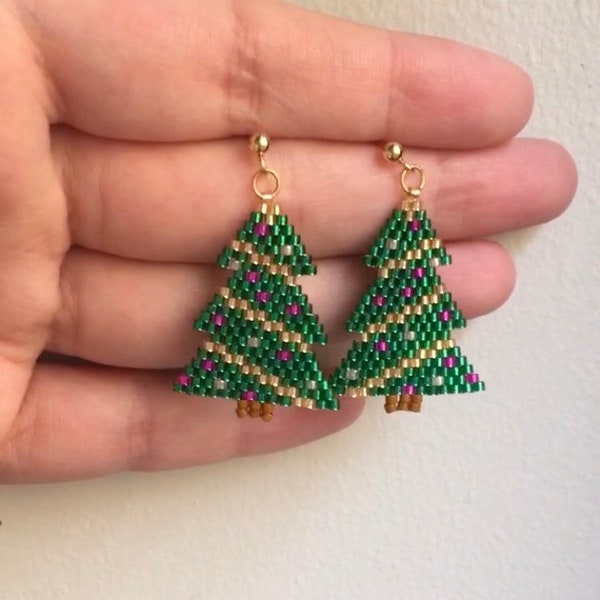 Christmas Earrings Beaded - Etsy