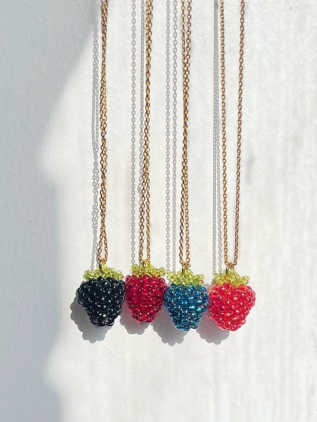Beaded Berry Necklace | 3D Blackberry, Raspberry, Strawberry Handmade ...