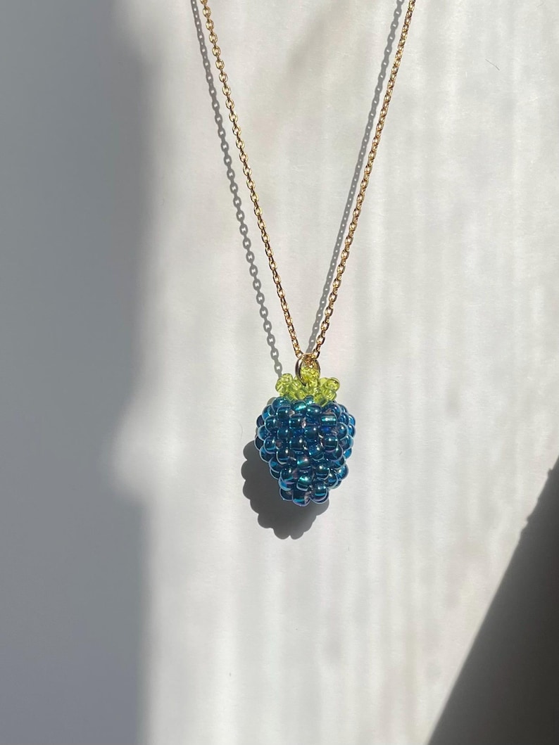 Beaded Berry Necklace | 3D Blackberry, Raspberry, Strawberry Handmade ...
