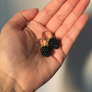 Beaded Blackberry Earrings With Gold or Silver Huggie | 3D Handmade ...