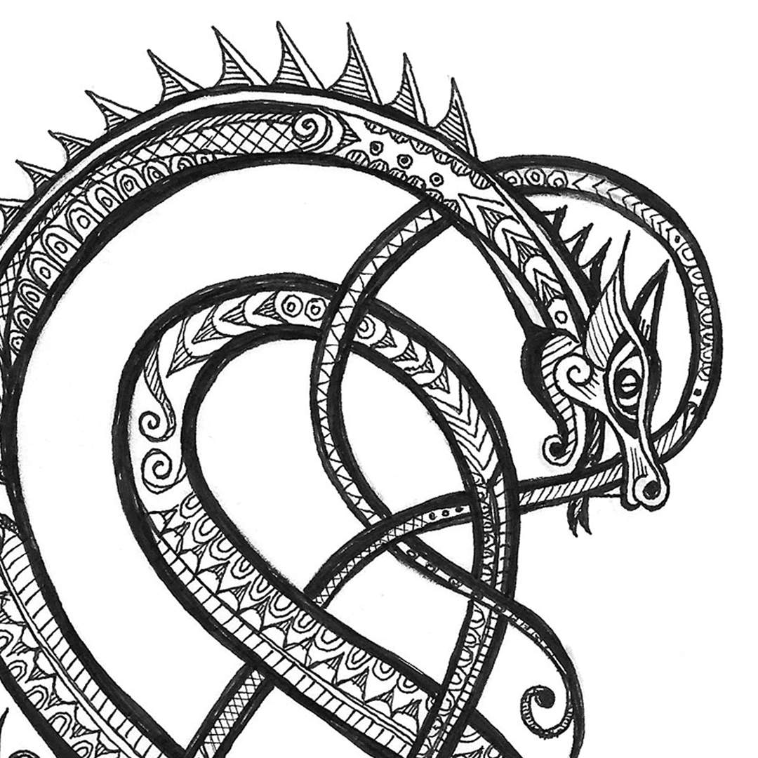 Viking Norse Mythology Knotwork Loki Snake Symbol Tattoo Flash ...