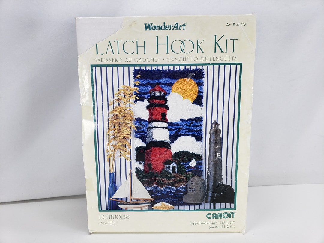 Vintage Wonderart Latch Hook Kit Lighthouse 16" X 32"--in Original Box ...
