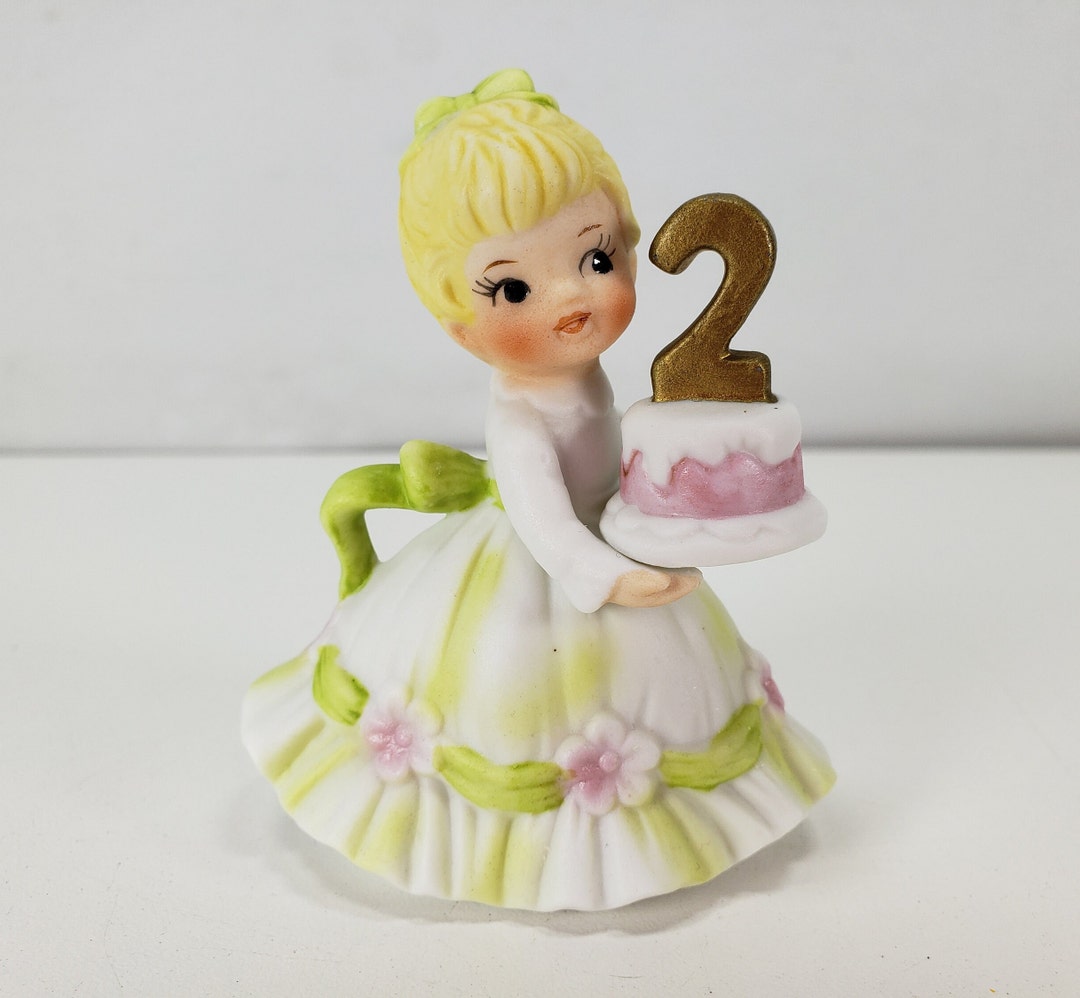Vintage Lefton Birthday Girl Figurine W/cake Age 2 Blonde 2nd Birthday ...