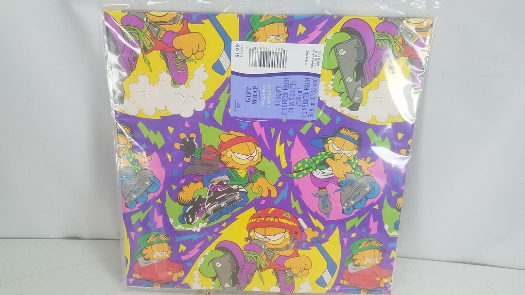 Vintage Garfield Roller Blading Gift Wrap Paper by Ambassador/hallmark ...