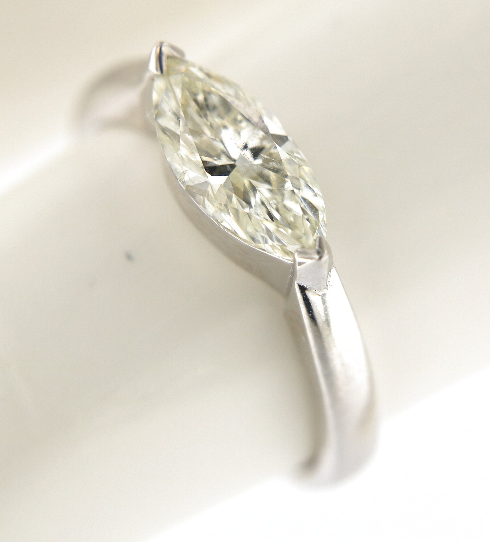 1.25 ct Diamond Marquise Solitaire Ring in 14 kt White Gold | Etsy