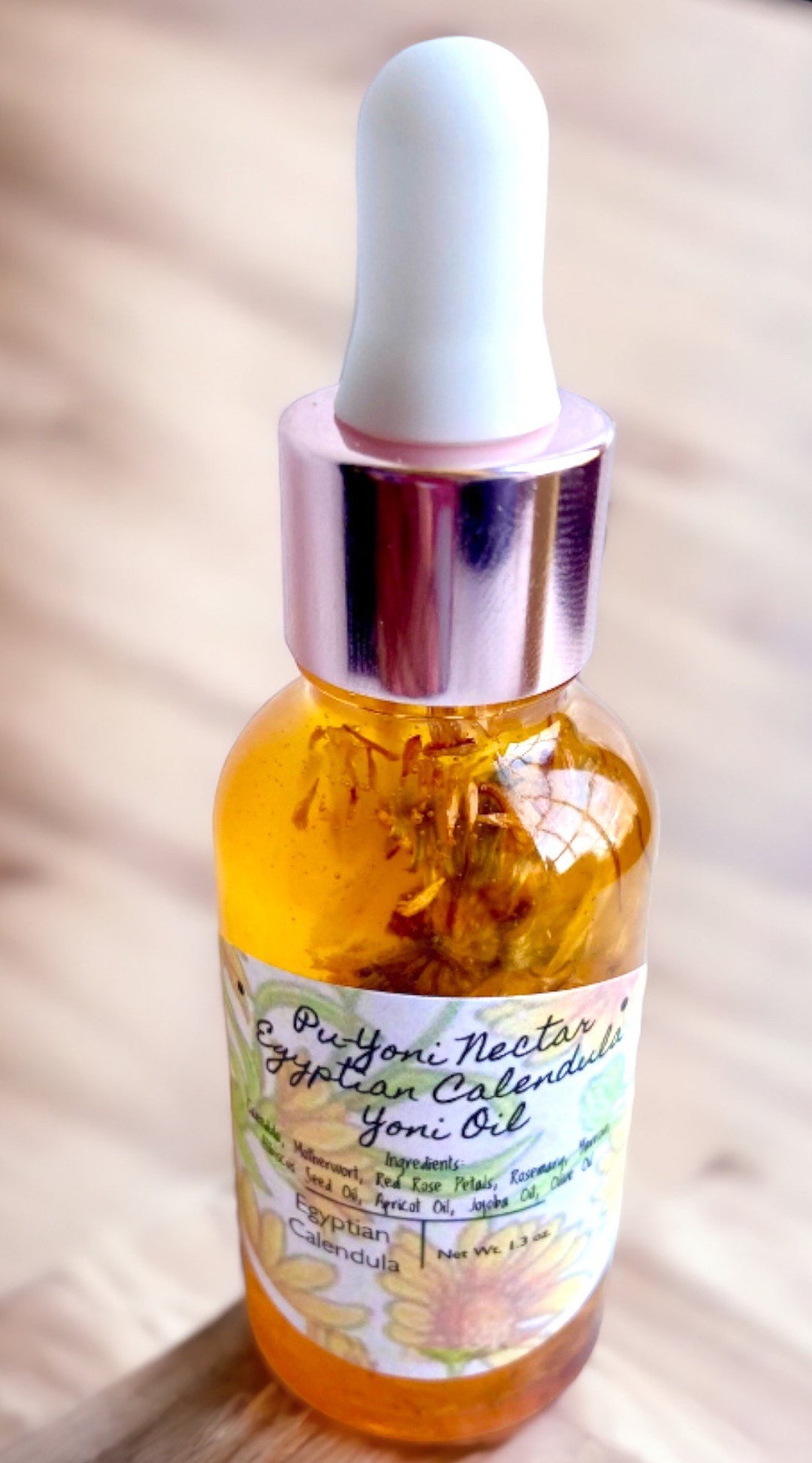 Pu-yoni Nectar Egyptian Calendula Yoni Oil / 1oz. 2oz. 4oz. Bottle ...