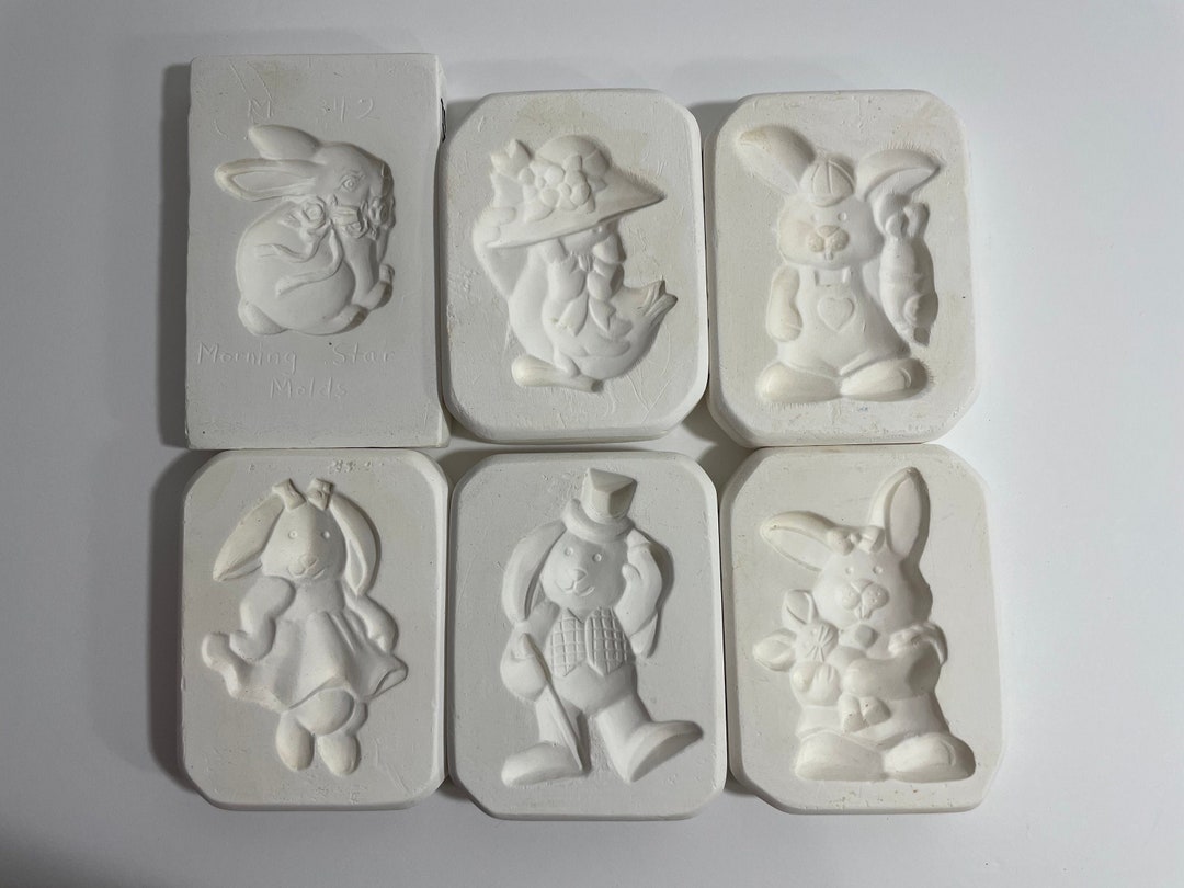 Bunny Rabbits Vintage Plaster Mold for Ceramic Porcelain Slip Casting ...