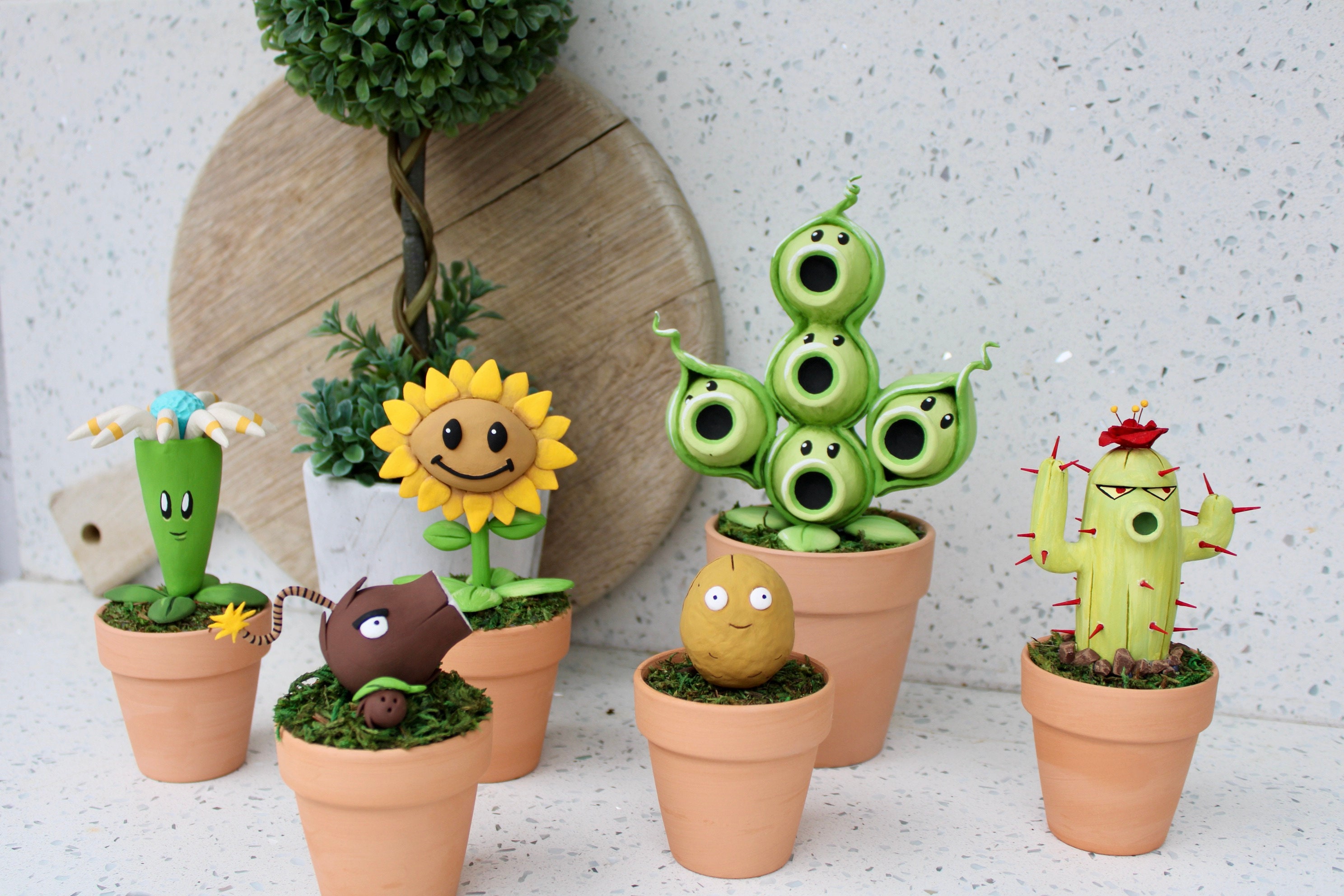 Miniature Garden in Clay : Plants Vs Zombies Edition - Etsy