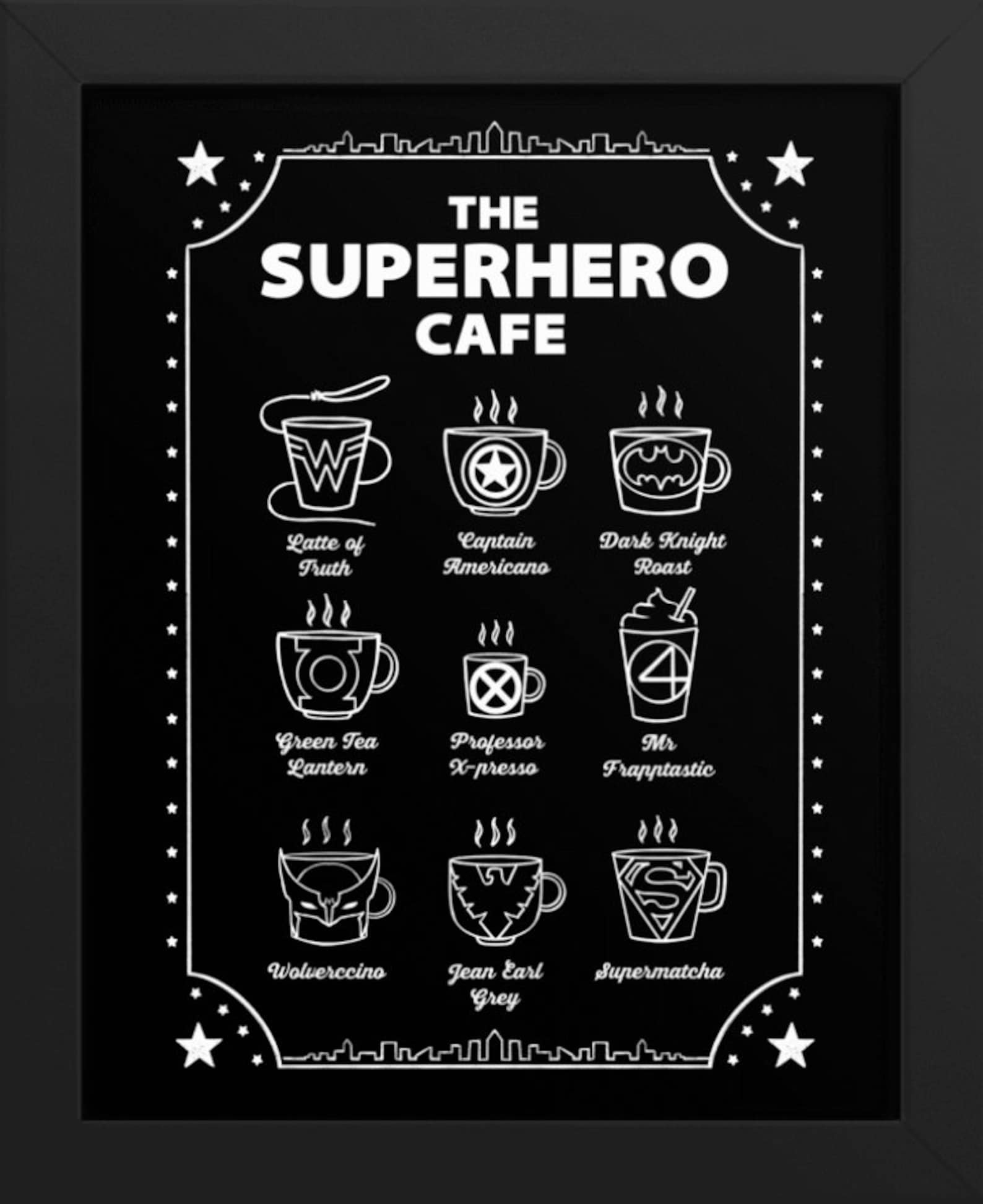 Superhero Cafe Print digital/poster or Framed Coffee - Etsy