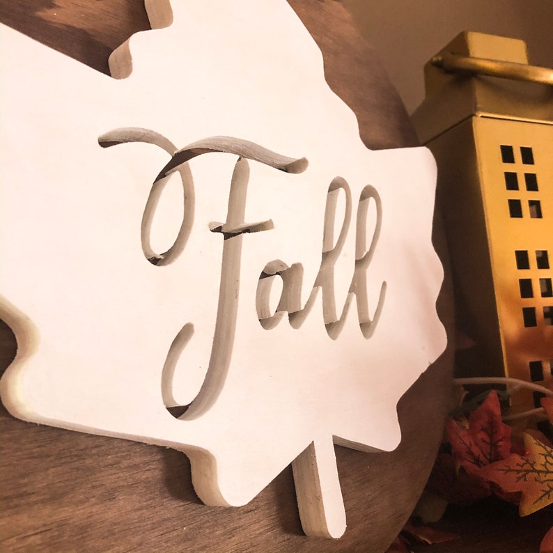 Fall Leaf Sign 3D Sign, Fall Leaf Cut Out Wood Sign, Round Handcut Wood ...