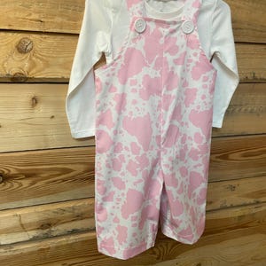 Cowgirl Baby Overall, Baby Pink Cow Print Longall. - Etsy
