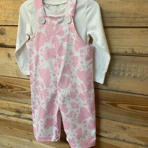 Cowgirl Baby Overall, Baby Pink Cow Print Longall. - Etsy
