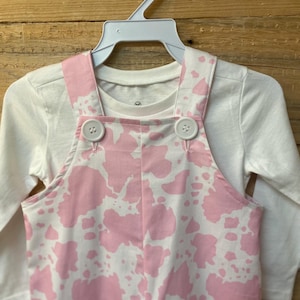 Cowgirl Baby Overall, Baby Pink Cow Print Longall. - Etsy