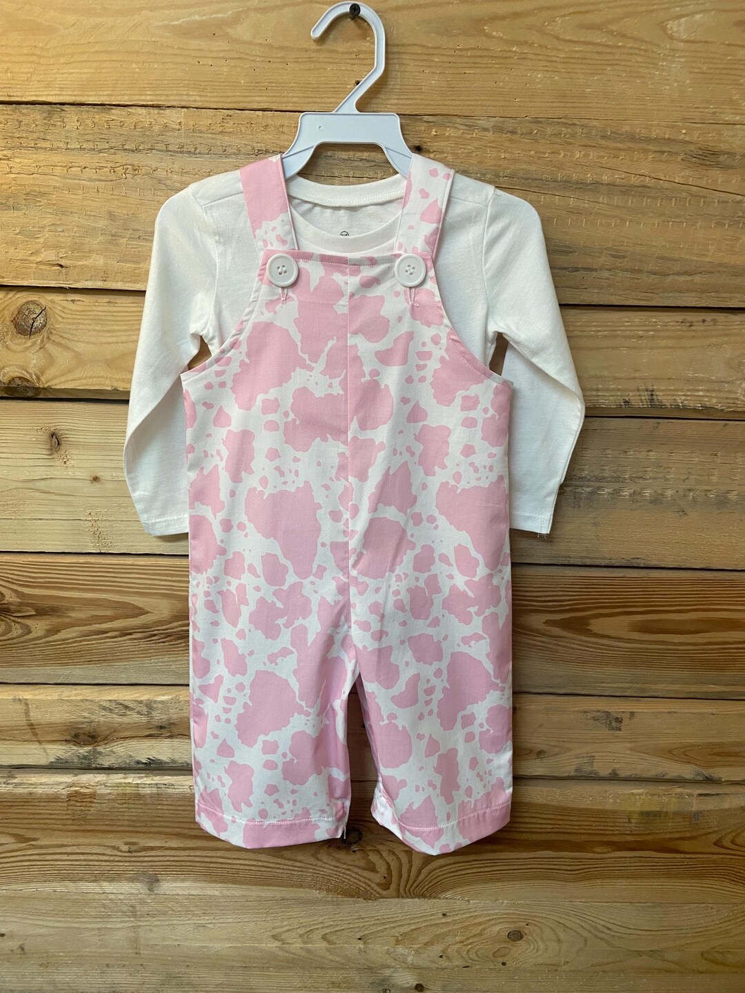 Cowgirl Baby Overall, Baby Pink Cow Print Longall. - Etsy