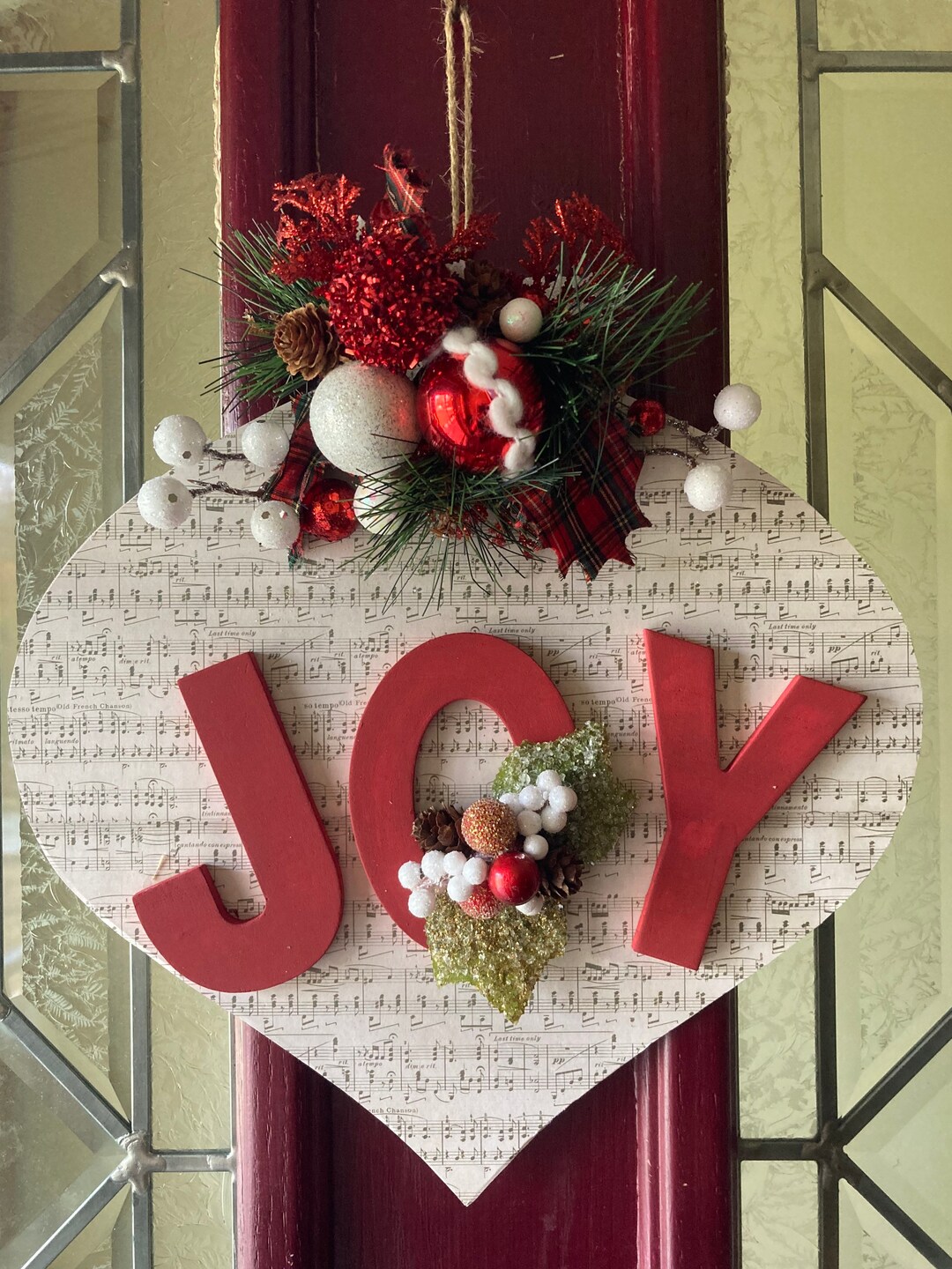 Joyful Elegance: Red and White Christmas Door or Wall Decor - Etsy