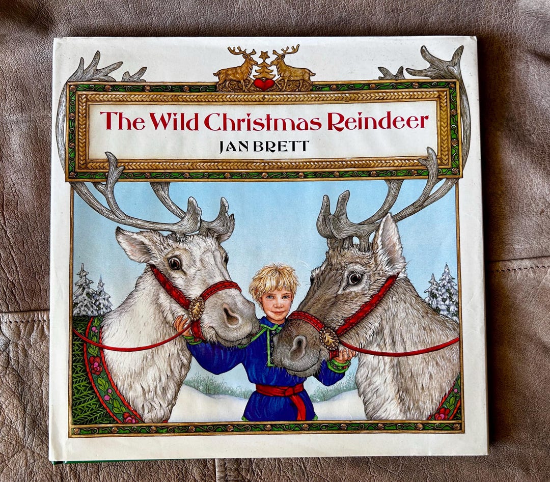The Wild Christmas Reindeer by Jan Brett (1990 Hardcover) - Etsy