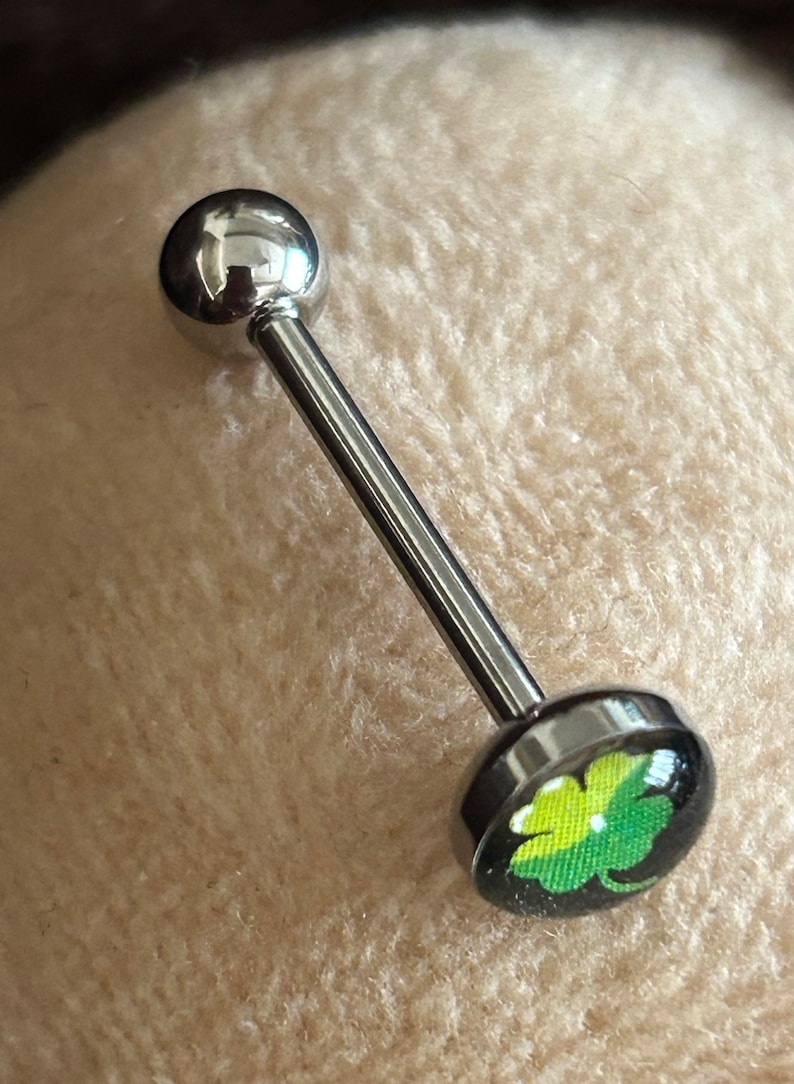 Anillo para lengua barra para lengua con símbolo de trébol - Etsy México
