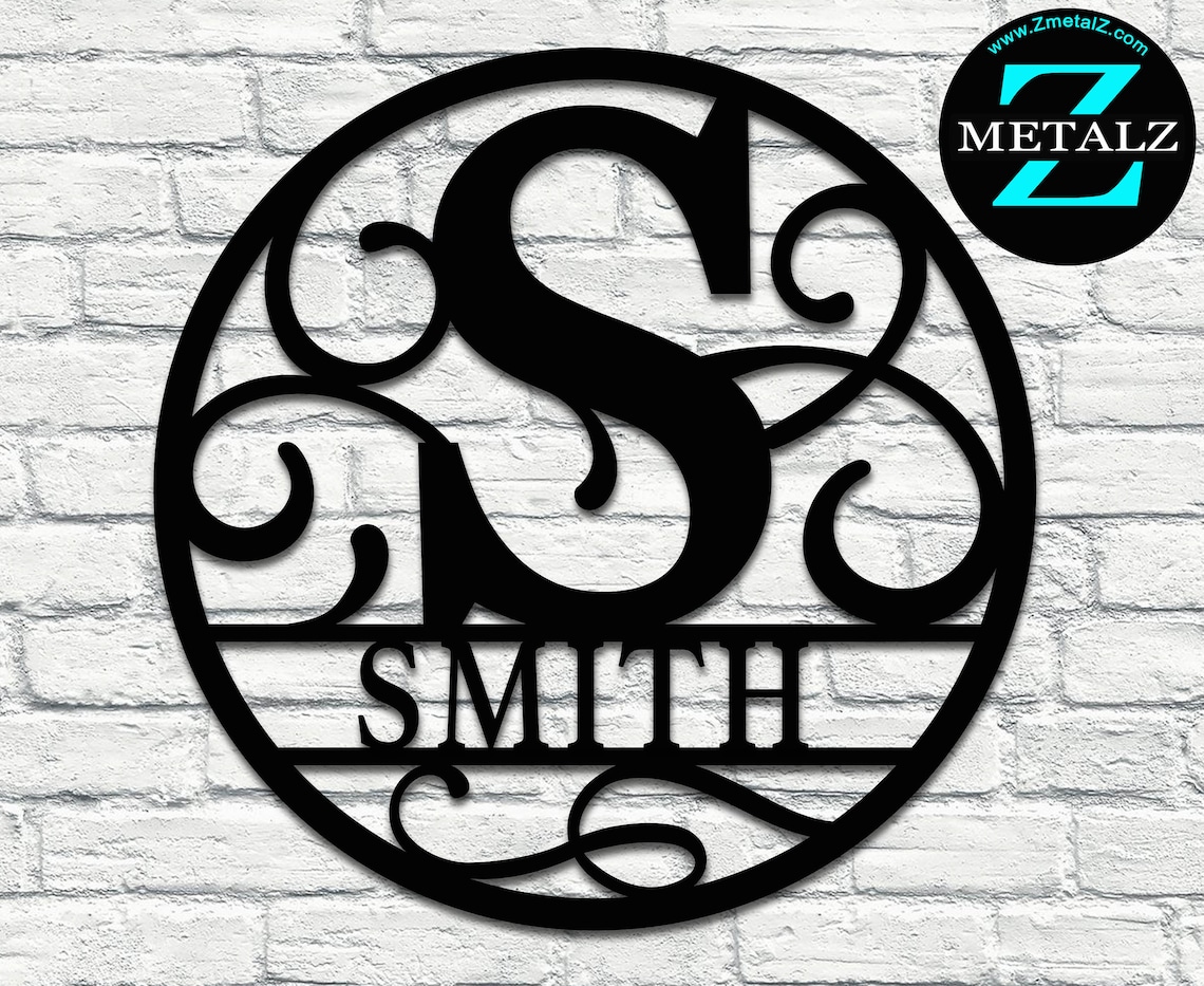 Round Personalized Metal Monogram Sign. Wedding Gift. Family | Etsy