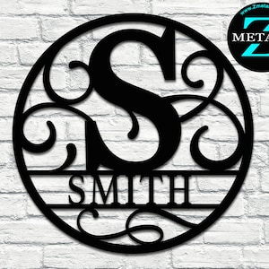 Round Personalized Metal Monogram Sign. Wedding Gift. Family Name Sign ...