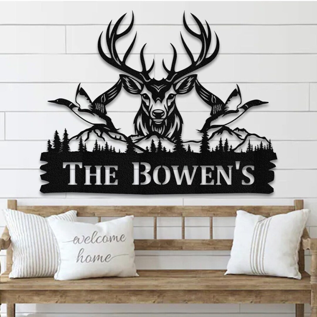 Mountain Deer Scene Lab Personalized Metal Monogram, Duck Gift. Family ...