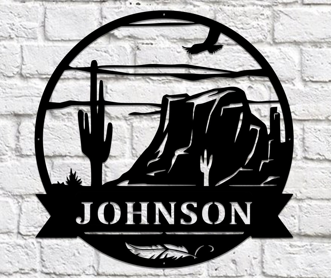Personalized Desert Name Sign / Metal Wall Decor / Monogram Name Sign ...