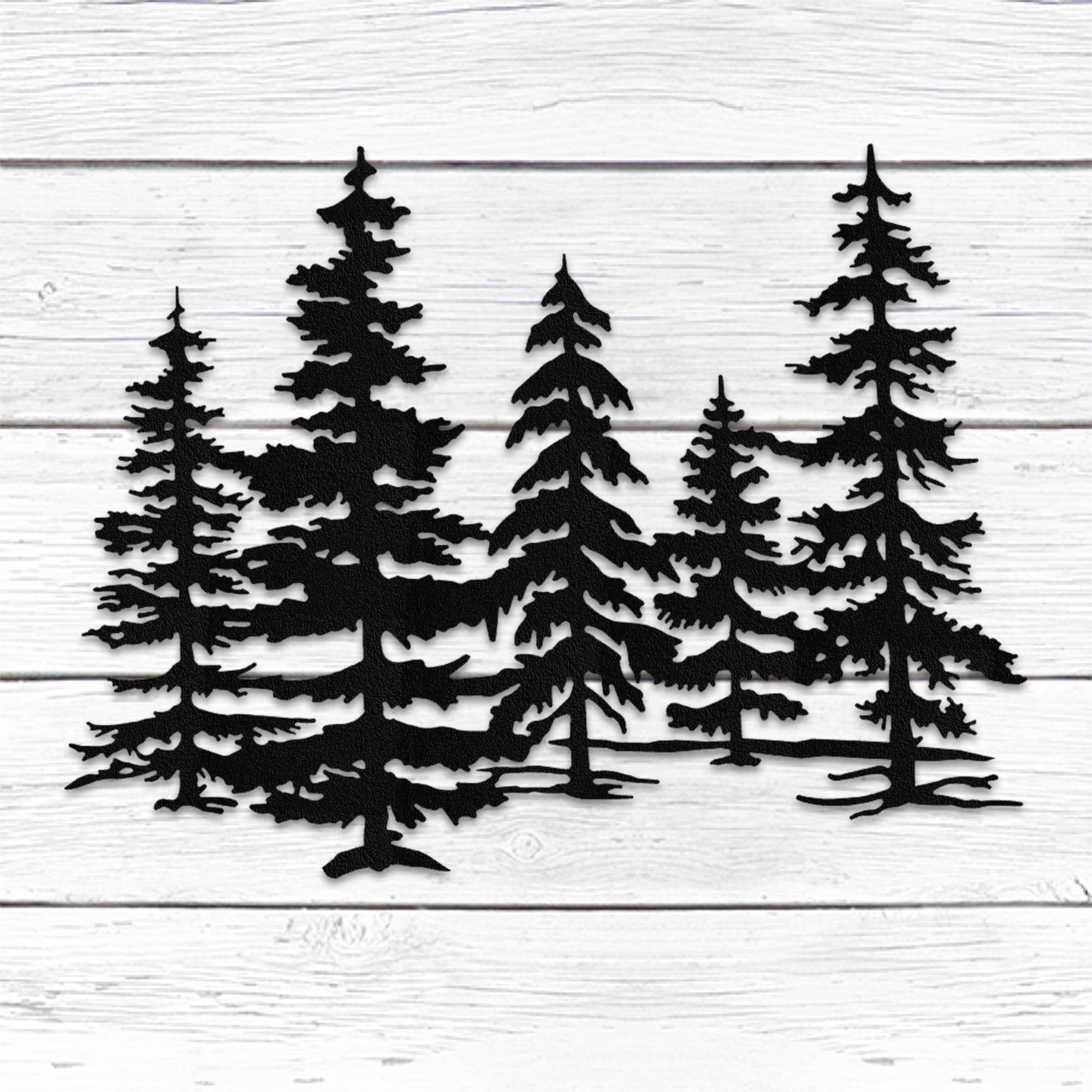 Wispy Pine Tree Metal Wall Art | Family Trees Home Decor | Steel Metal ...
