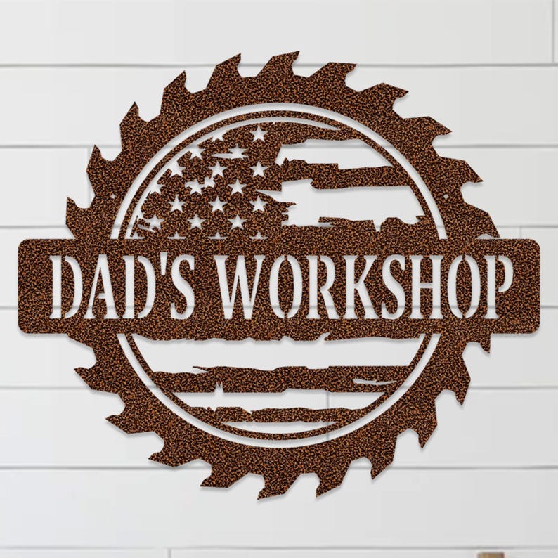 Custom American Flag Metal Workshop Sign: Personalized Garage Decor - Etsy