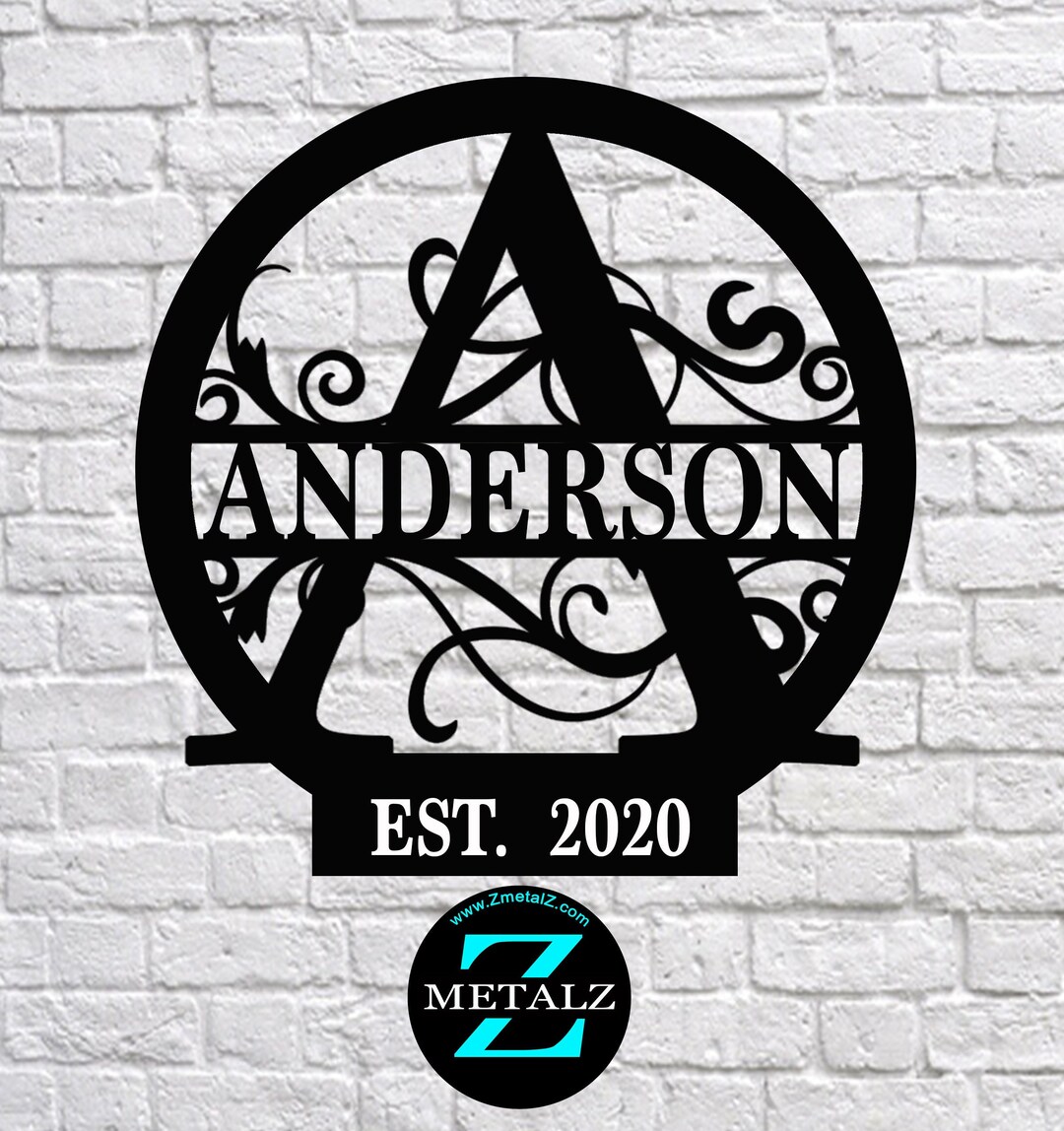 Last Name Metal Sign EST,2 Family Name Sign, Personalized Metal Wall ...