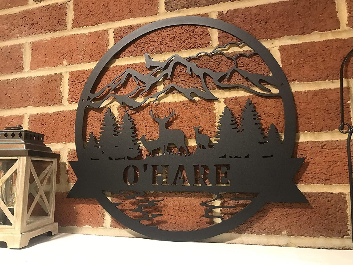 Mountain Deer Scene Sign Personalized Metal Monogram Wedding - Etsy