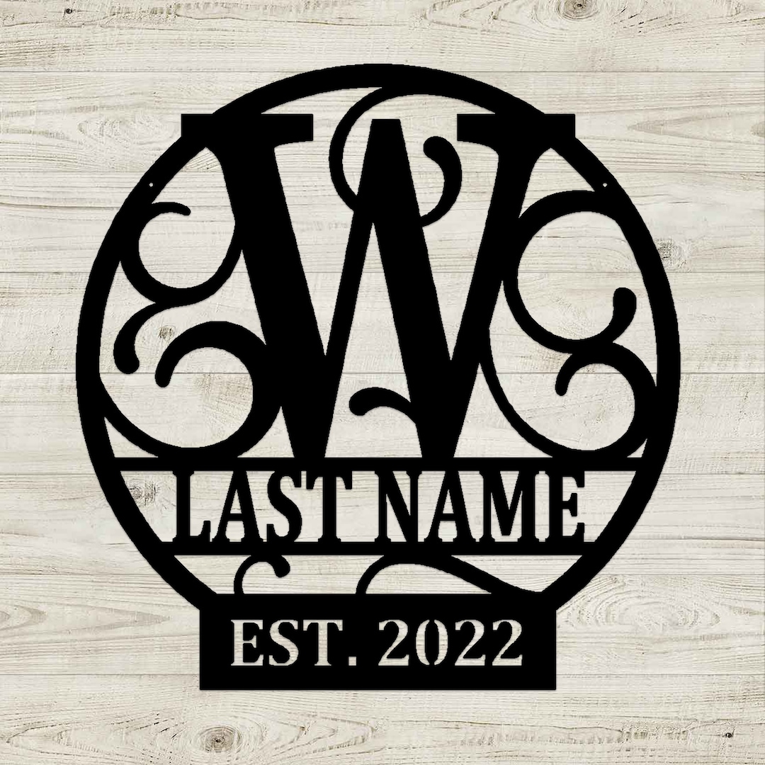 Last Name Metal Sign EST,2 Family Name Sign, Personalized Metal Wall ...