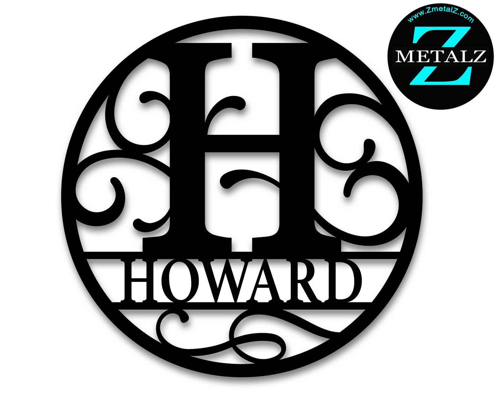 Round Personalized Metal Monogram Sign. Wedding Gift. Family Name Sign ...