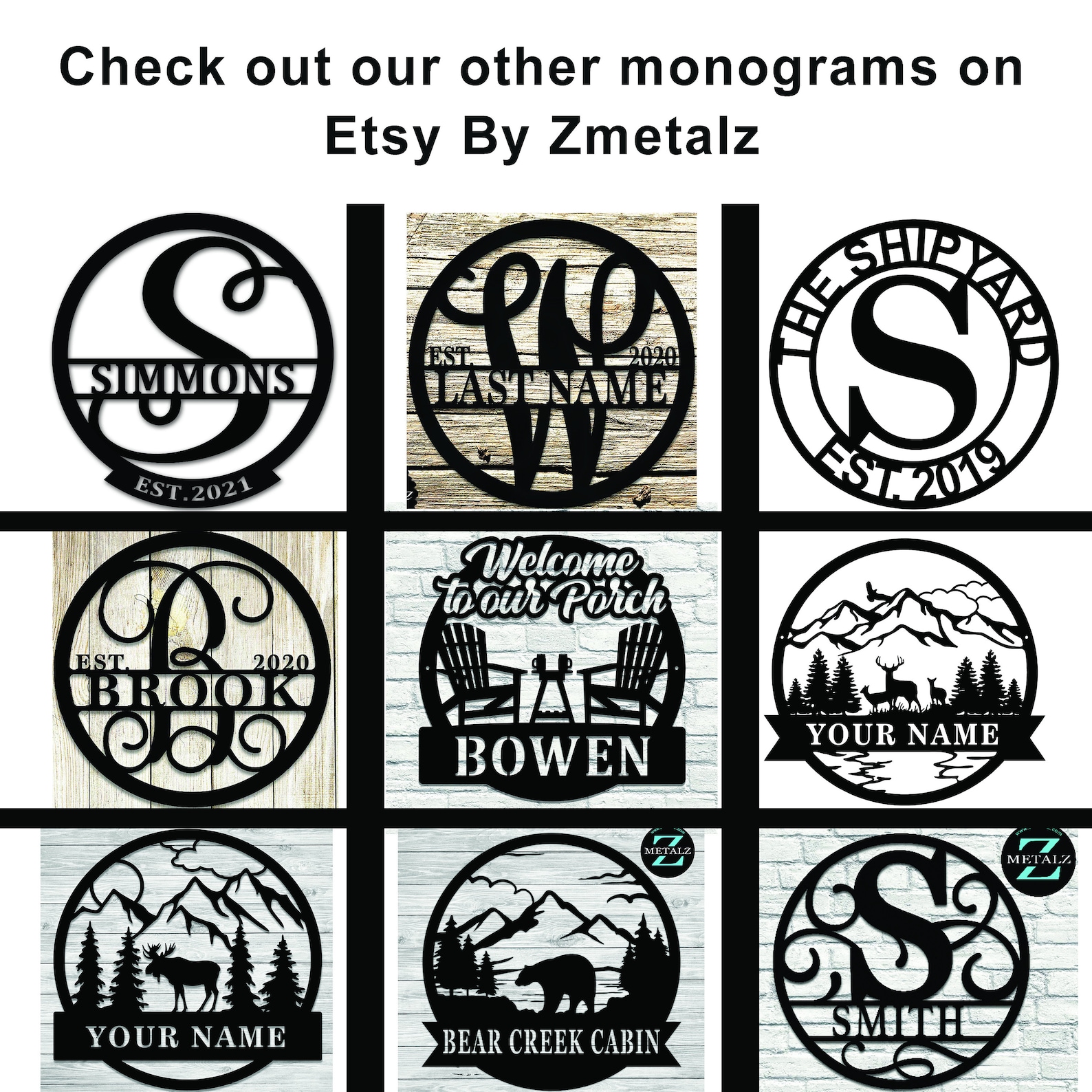 Round Personalized Metal Monogram Sign. Wedding Gift. Family - Etsy