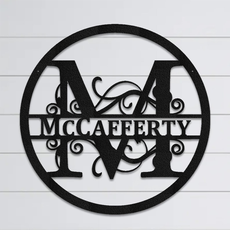 Round Personalized Metal Monogram Sign. Wedding Gift. Family Name Sign ...