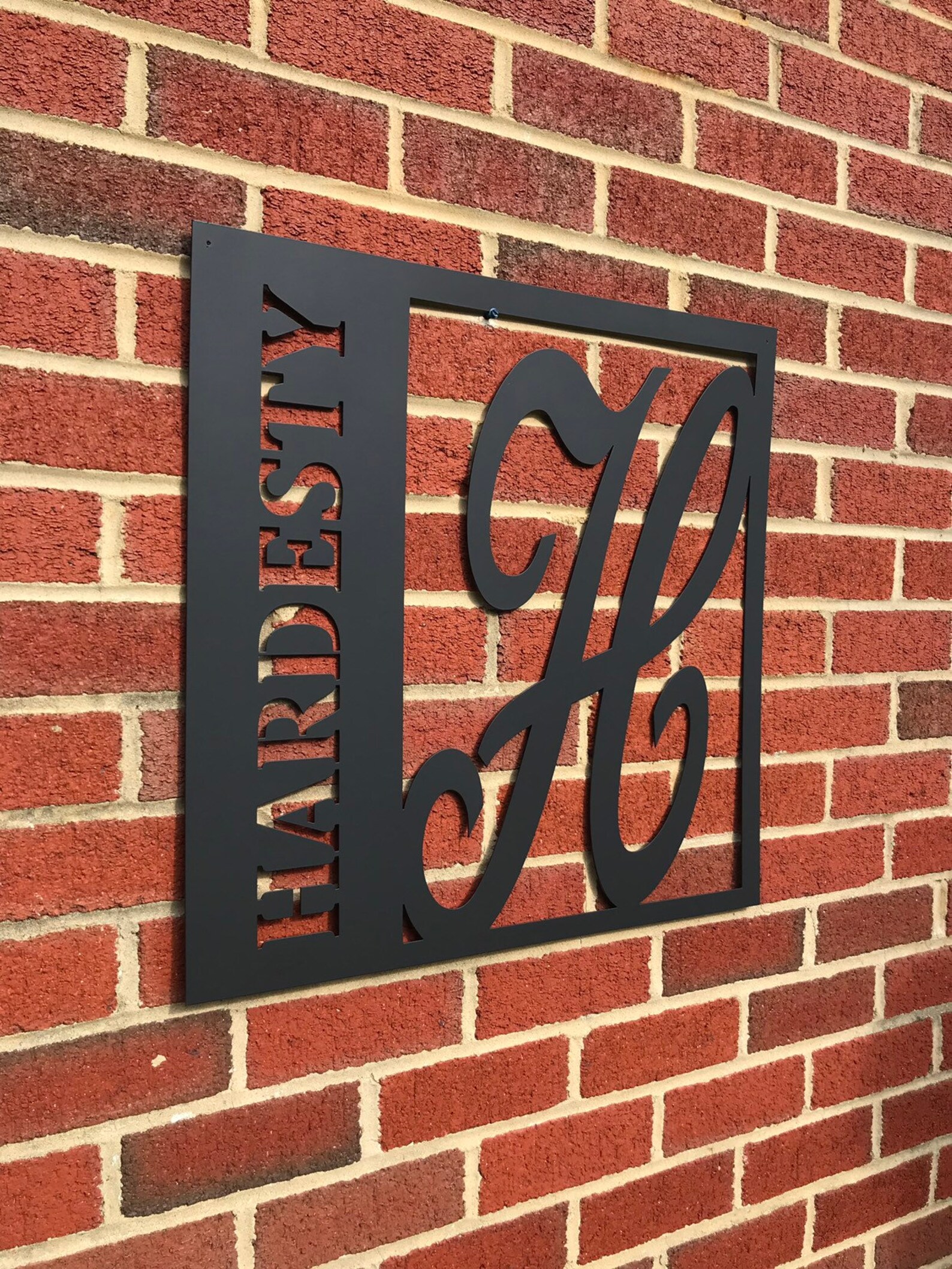Square monogram last name sign Metal personalized wedding | Etsy