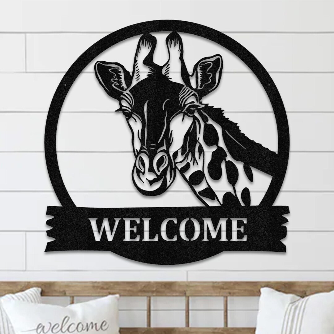 Monogram Giraffe Sign Personalized Metal Monogram, Wedding Gift. Family ...