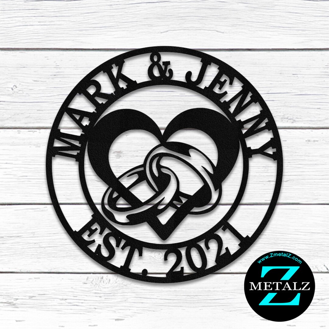 Custom Metal Wedding Sign: Personalized Monogram, Established Date - Etsy