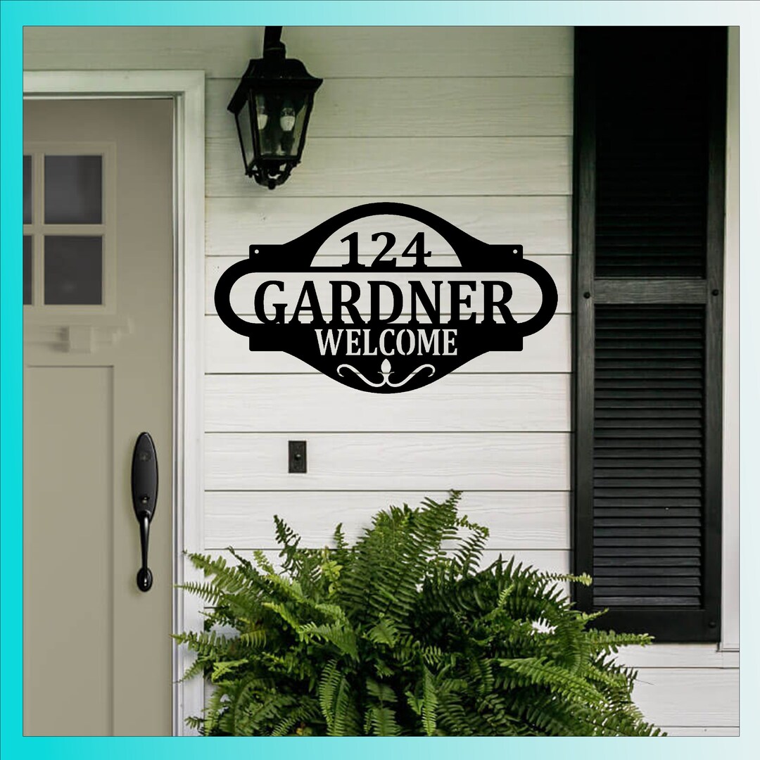 Last Name and Address Sign. Metal. Wedding Gift. Family Name Sign ...