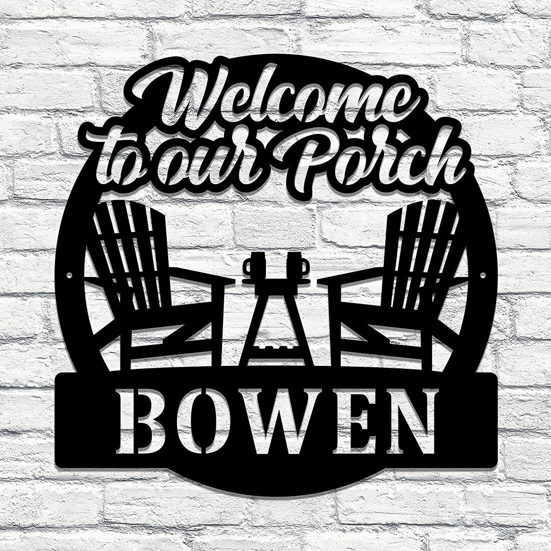 Welcome to Our Porch Sign Personalized Metal Monogram, Wedding Gift ...