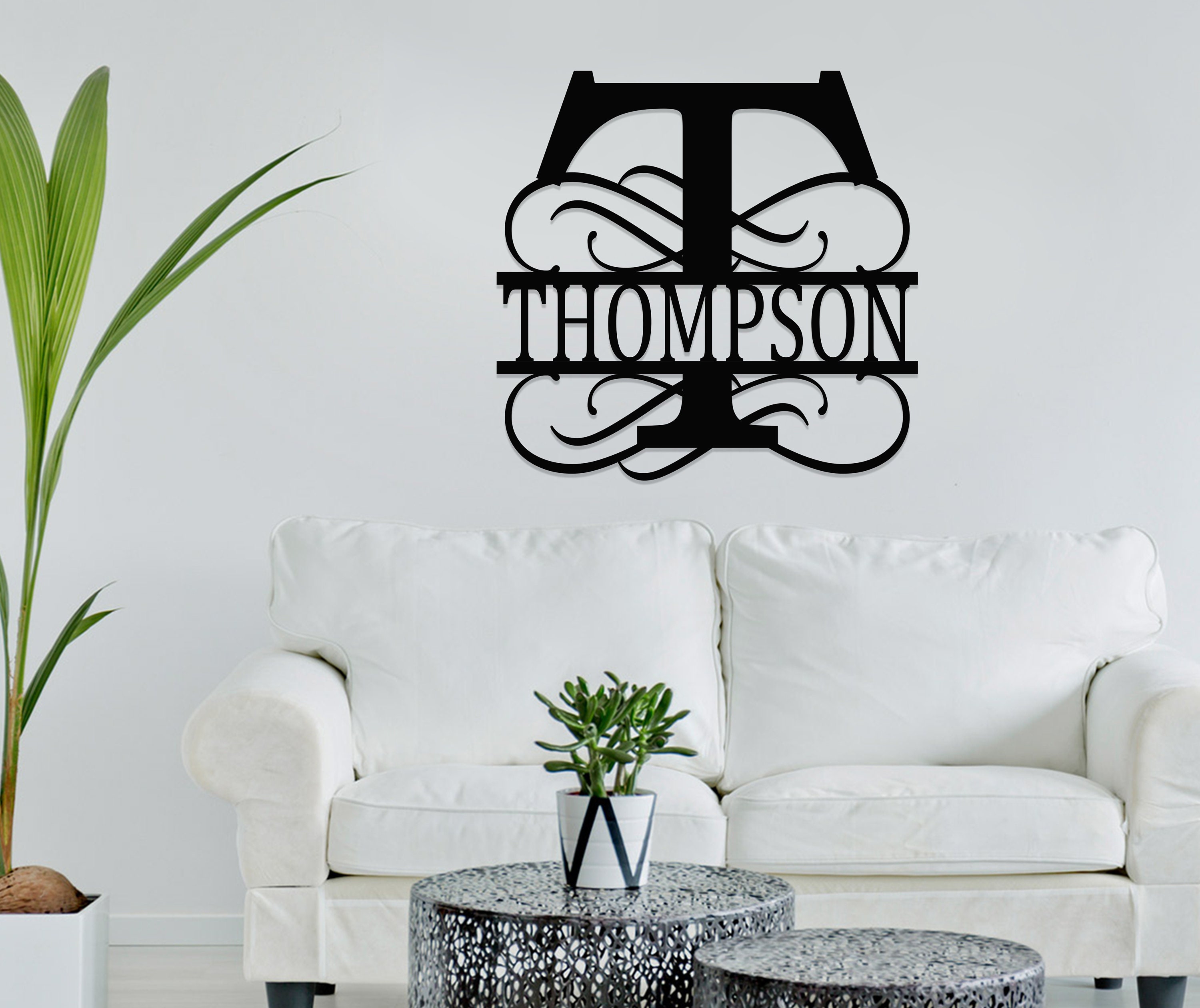 Round Personalized Metal Monogram Sign. Wedding Gift. Family - Etsy